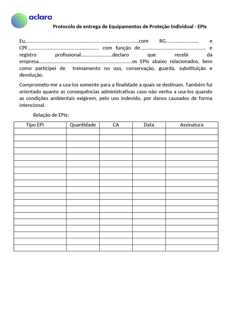 Protocolo de Entrega de EPIs | PDF