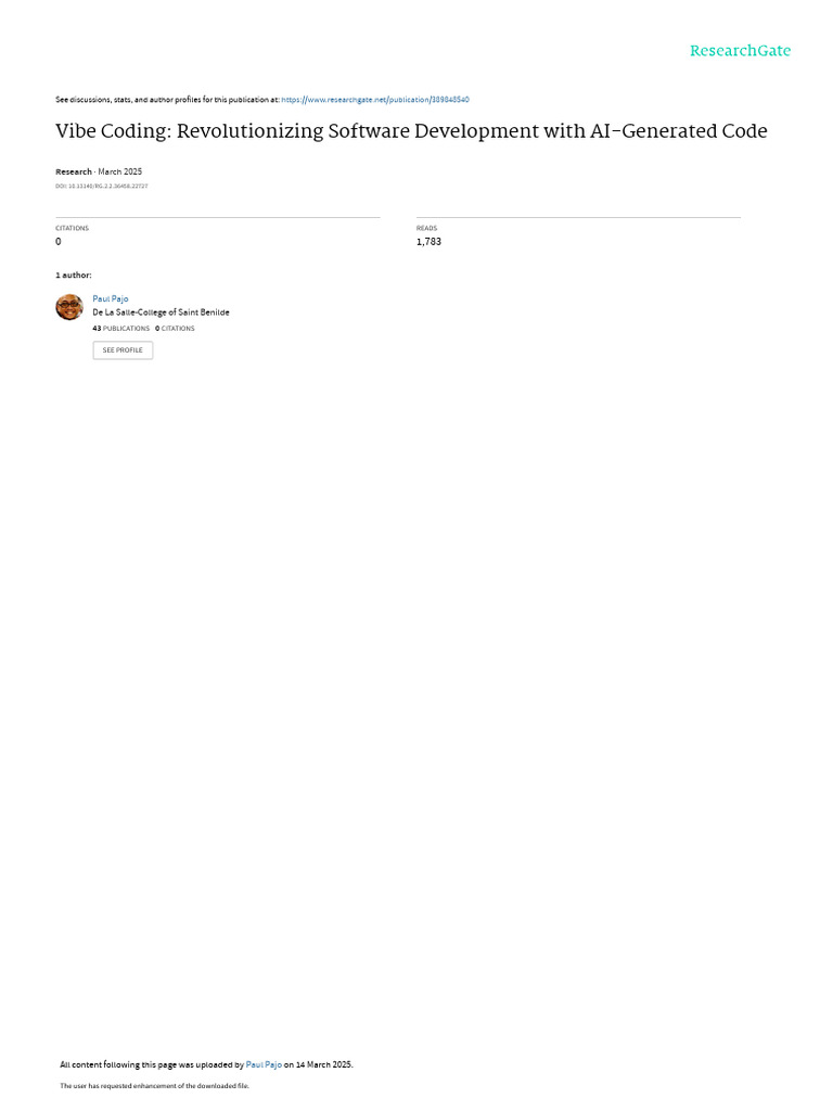 Vibe Coding Revolutionizing Software Development With AI Generated Code1 | PDF | Artificial ...