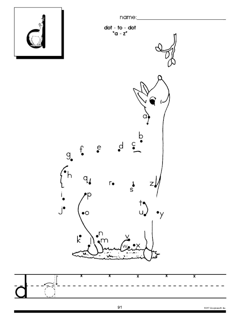 Zoo phonics a z Dot To Dot Worksheets หน้า 5 | PDF