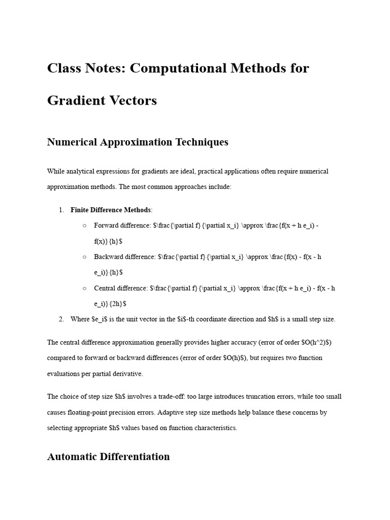 Efficient Gradient Computation Methods | PDF | Finite Difference | Derivative
