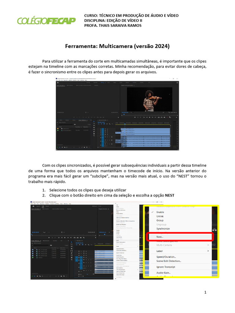 Aula 09 - Adobe Premiere Multicam | PDF | Janela (informática)
