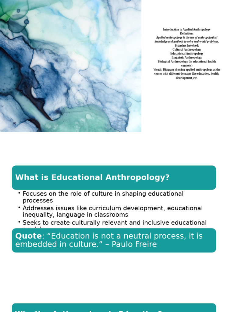 Applied Anthropology in Education | PDF | Anthropology | Ethnography
