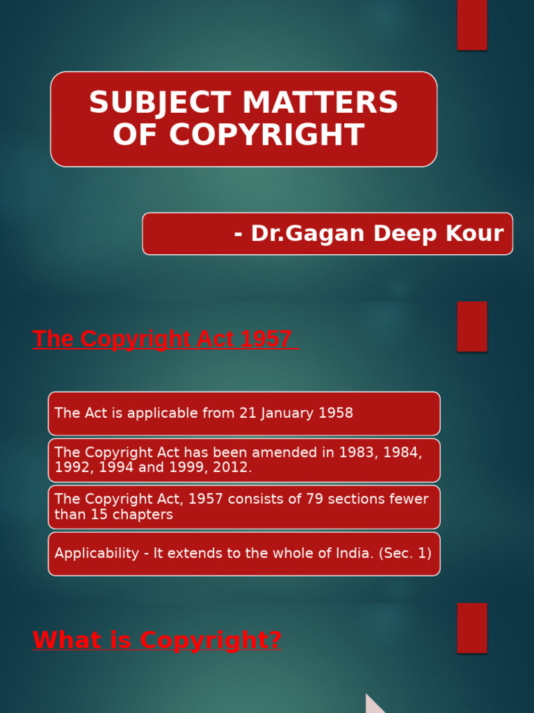 Subject Matters of Copyright | PDF