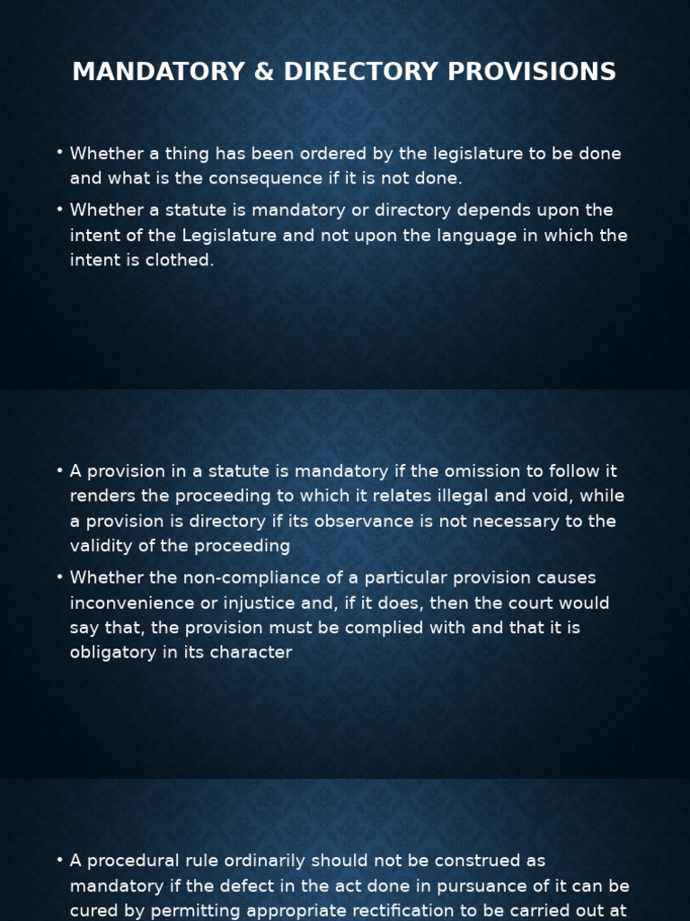 23 - Mandatory and Directory Provisions | PDF | Public Law | Common Law