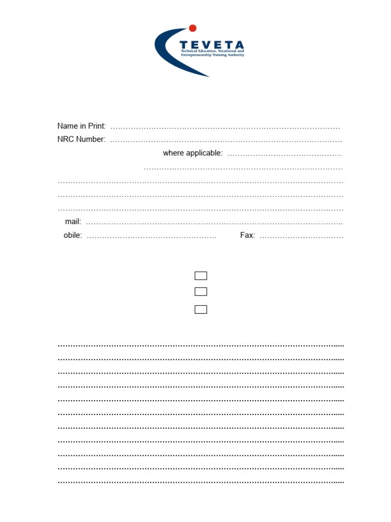 TEVETA Exemption Application Form | PDF | Educational Stages