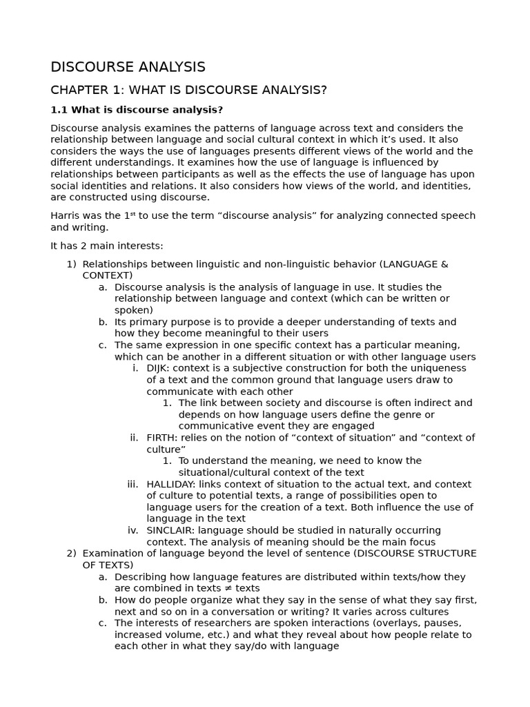 DISCOURSE ANALYSIS CHAPTER 1 | PDF | Discourse | Semantics