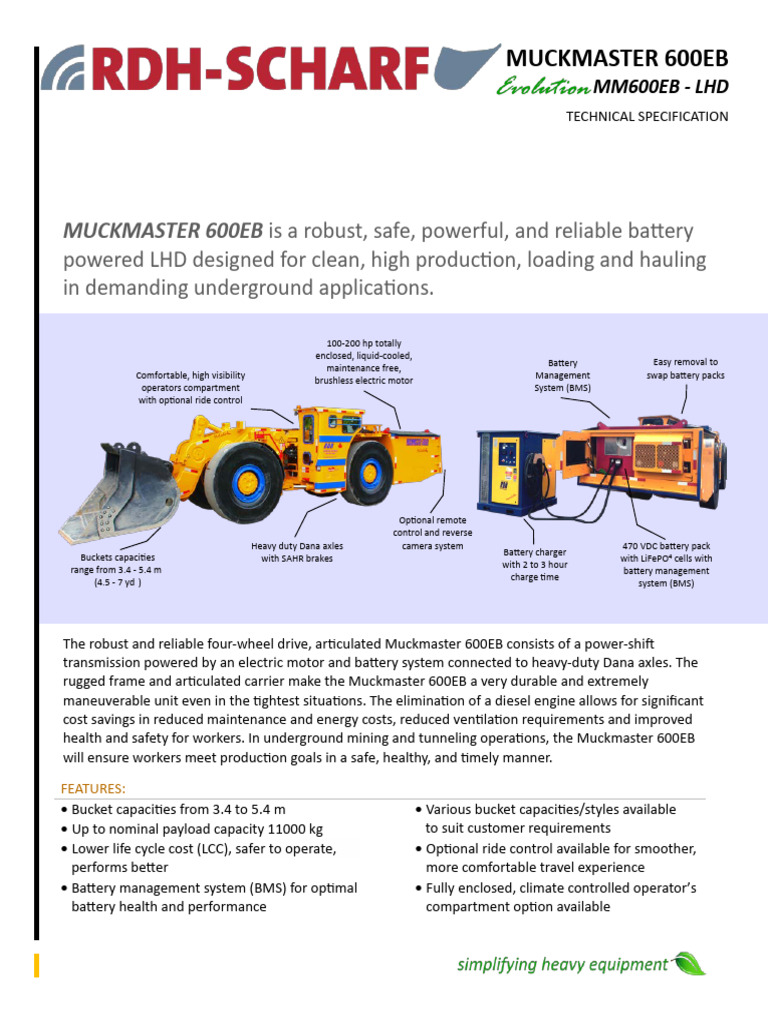 MM600EB-Muckmaster-Evolution-Battery-LHD-2018 | PDF | Manufactured ...