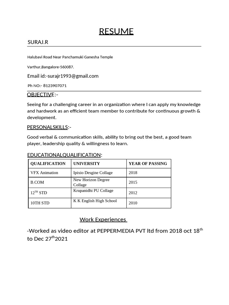 Resume - New Suraj. A | PDF