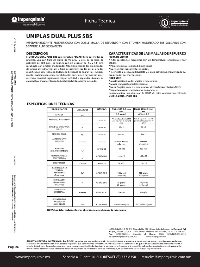 h26 Uniplas Dual Plus Sbs | PDF