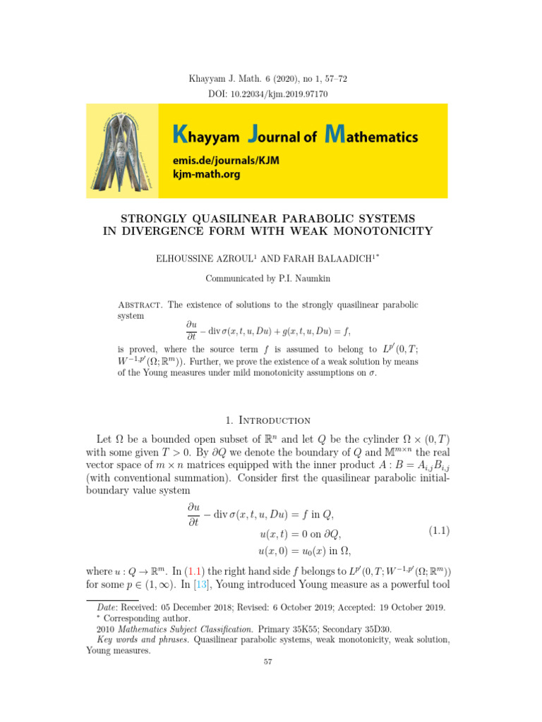 KJM - Volume 6 - Issue 1 - Pages 57-72 | PDF | Measure (Mathematics) | Mathematical Analysis