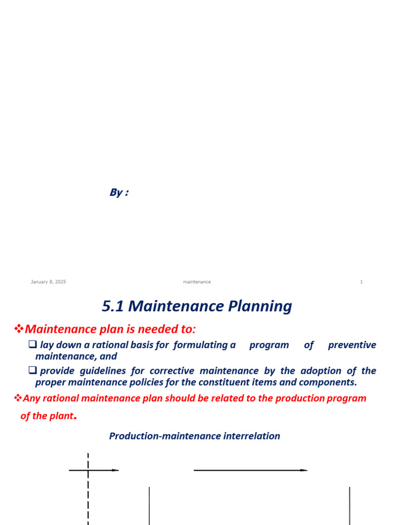 Chapter 5 Planning For Maintenance | PDF