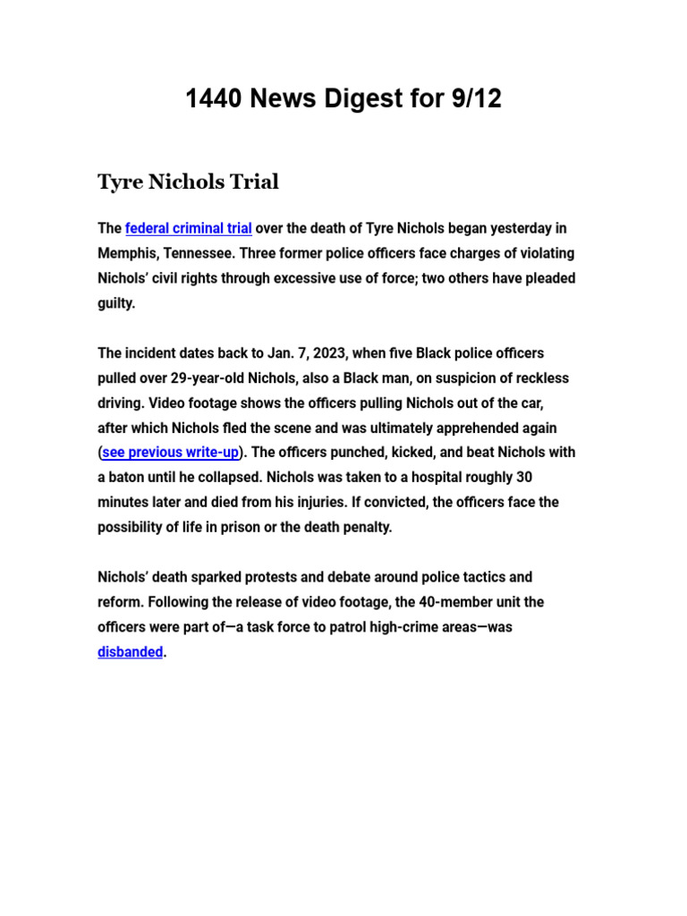 1440 News Digest For 9 12 | PDF | Plea | Public Law
