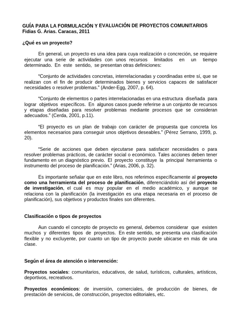 Guía para Proyectos Comunitarios | PDF | Evaluación | Planificación