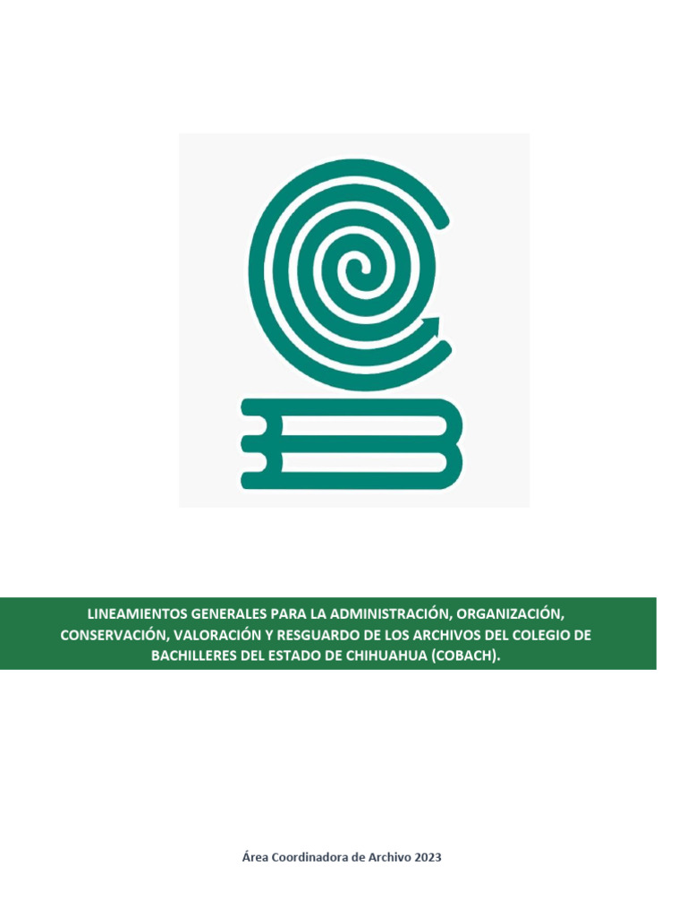 Lineamientos de Archivo - COBACH | PDF | Gestión de registros | Archivo ...