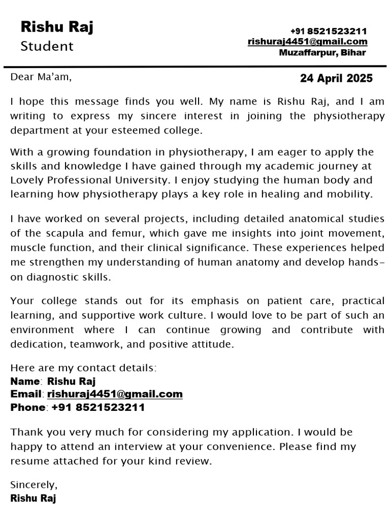 Rishu Cover Letter | PDF