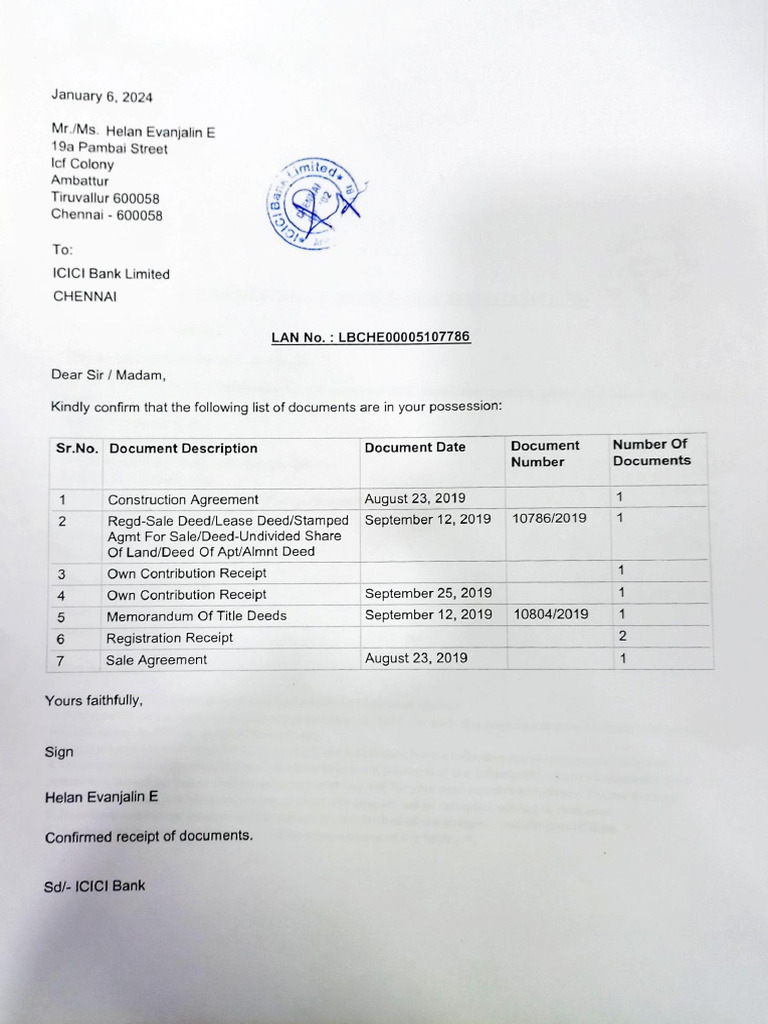LOD and Outstanding Letter Helan | PDF
