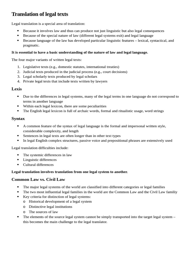 Challenges in Legal Text Translation | PDF | Translations | Lexicon