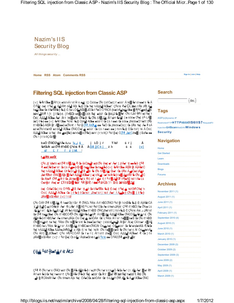 Filtering Sql Injection From Classic Asp Pdf Web Development Data Management Software 