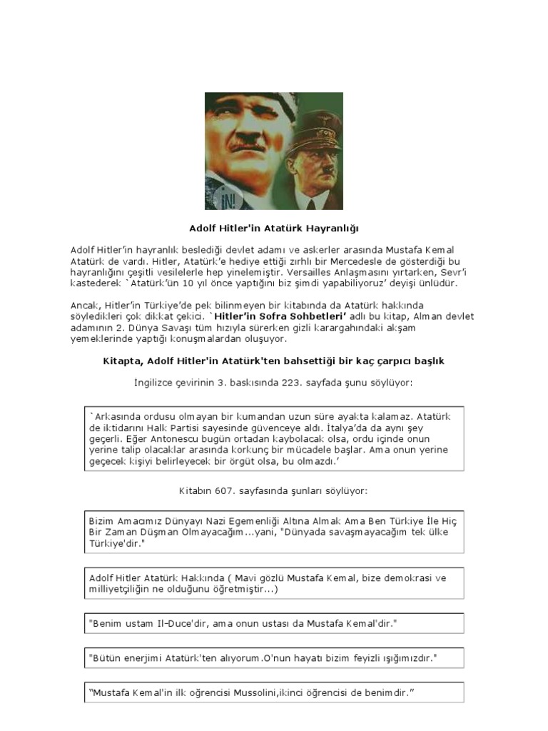 Adolf Hitler in Ataturk Hayranligi | PDF