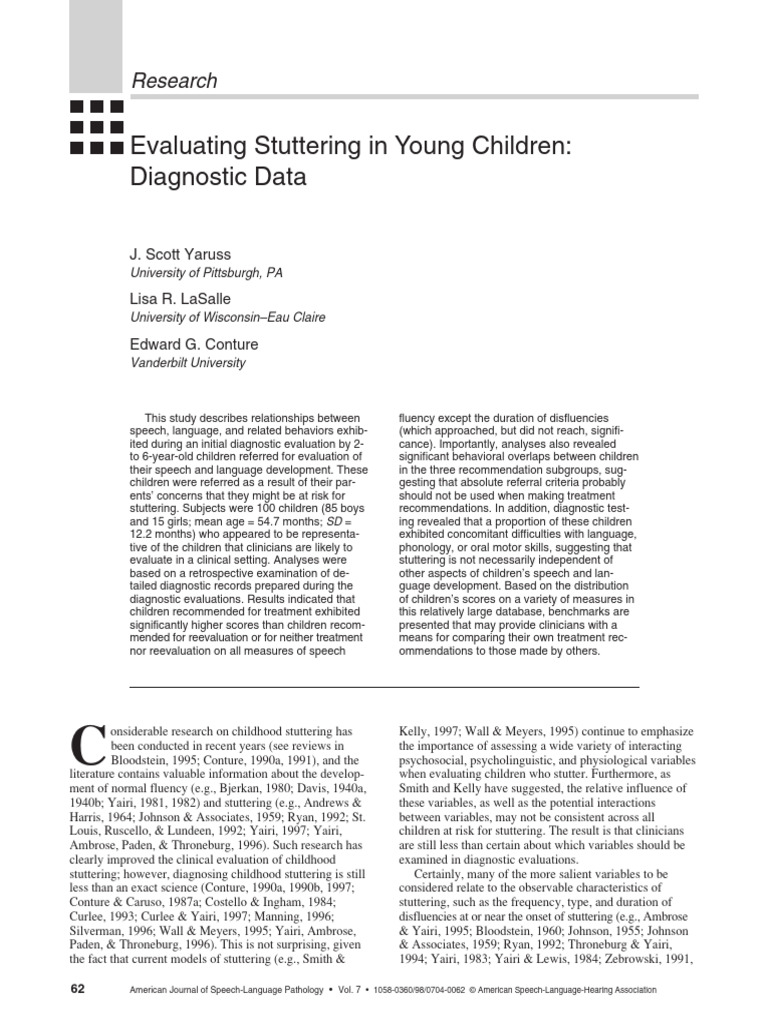 Evaluating Stuttering in Young Children | PDF | Stuttering ...