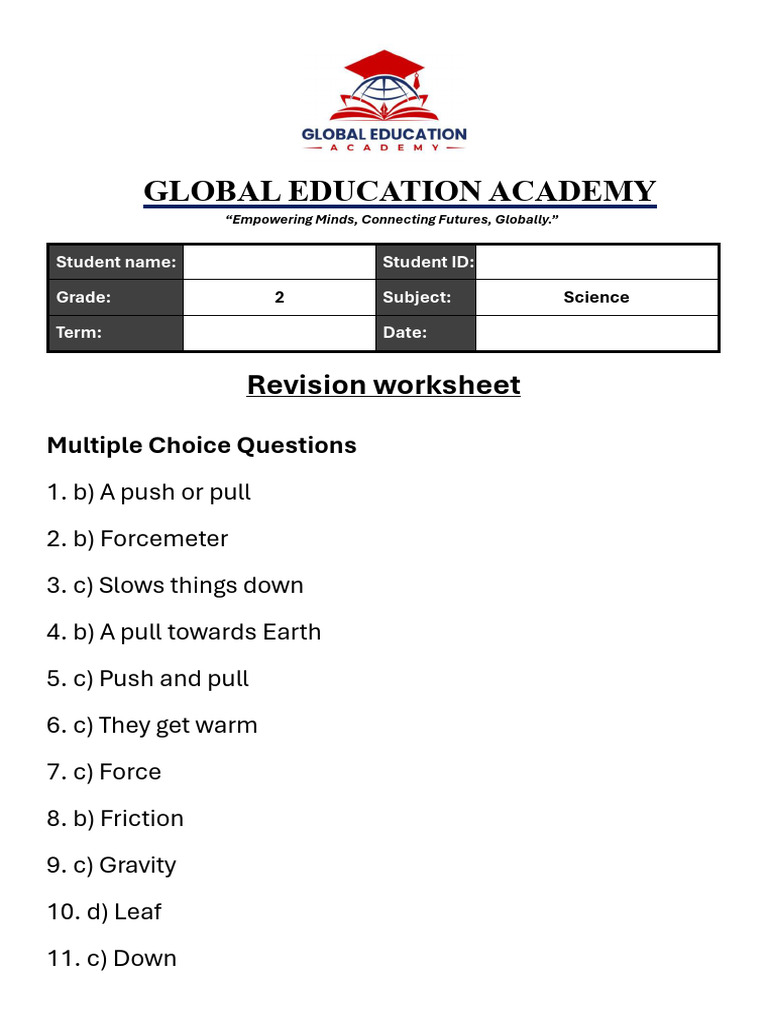 G2 Science RW (Answer Key) | PDF