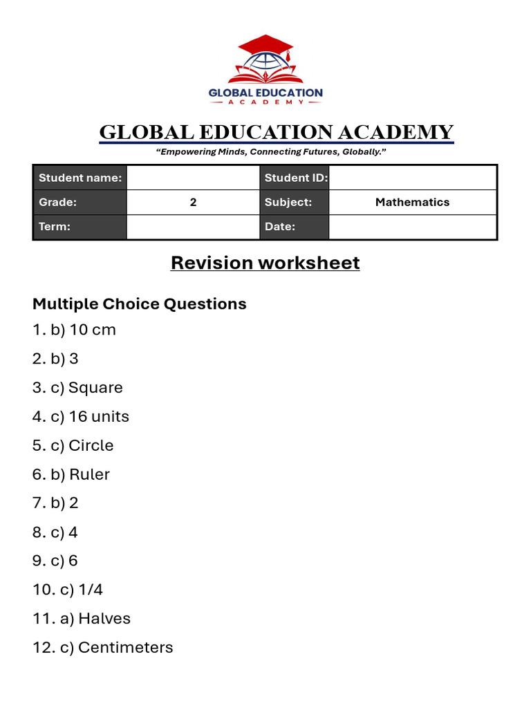 G2 Mathematics RW (Answer Key) | PDF