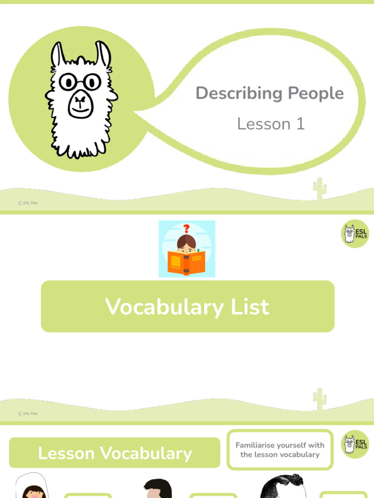 Describing People Vocabulary Worksheet | PDF | English As A Second Or ...