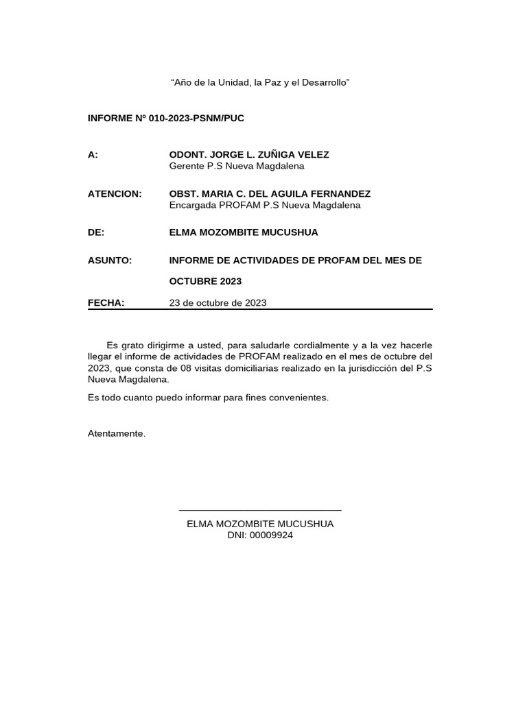 Informe Profam | PDF