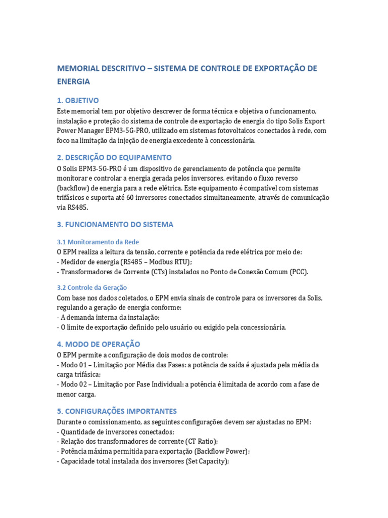 Memorial Descritivo EPM Solis | PDF | Rede de computadores | Transformador