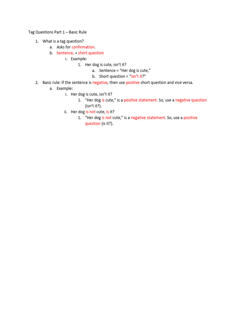 Understanding Tag Questions | PDF | Question | Verb
