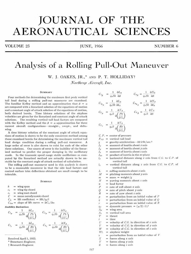 Analysis of A Rolling Pullout Maneuver 1956 | PDF | Motion (Physics ...