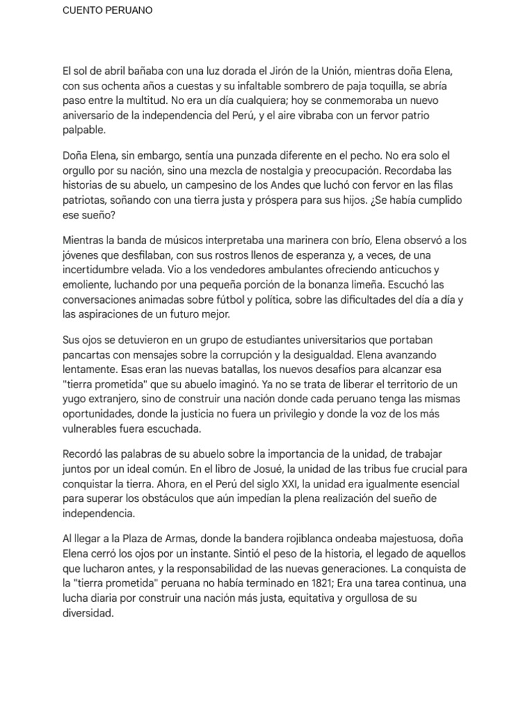 Cuento Historico Peruano Actual | PDF | Perú