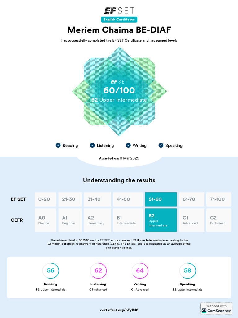 EF SET Certificate | PDF
