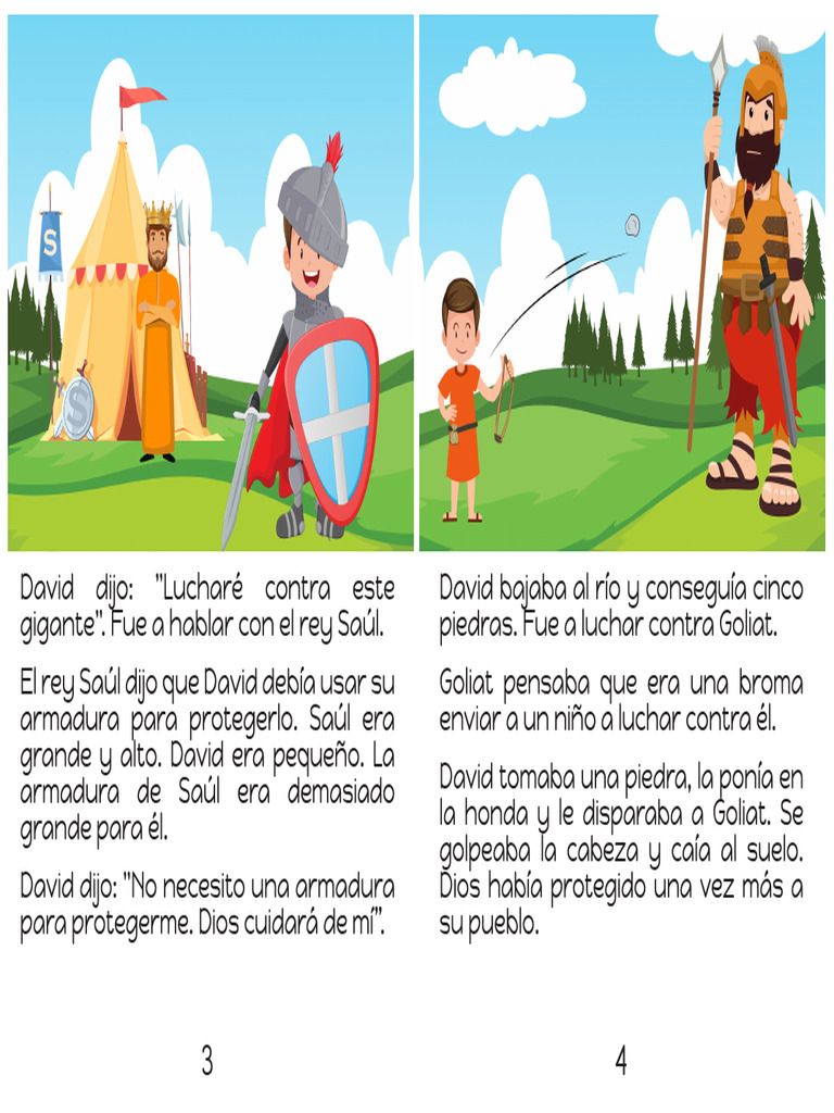 David y Goliat: Fe y valentía en la batalla | PDF