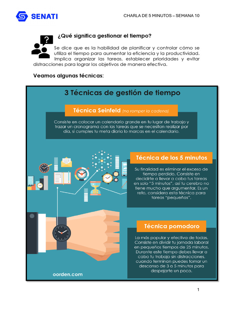 Técnicas para Gestionar el Tiempo Efectivamente | PDF