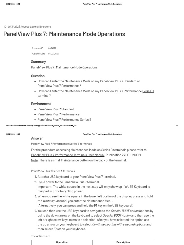 PanelView Plus 7 Maintenance Mode Guide | PDF | Computer Keyboard | Booting