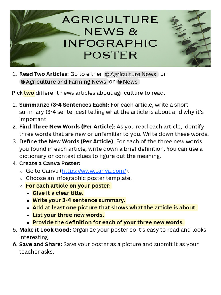 Agriculture News & Infographic Poster | PDF