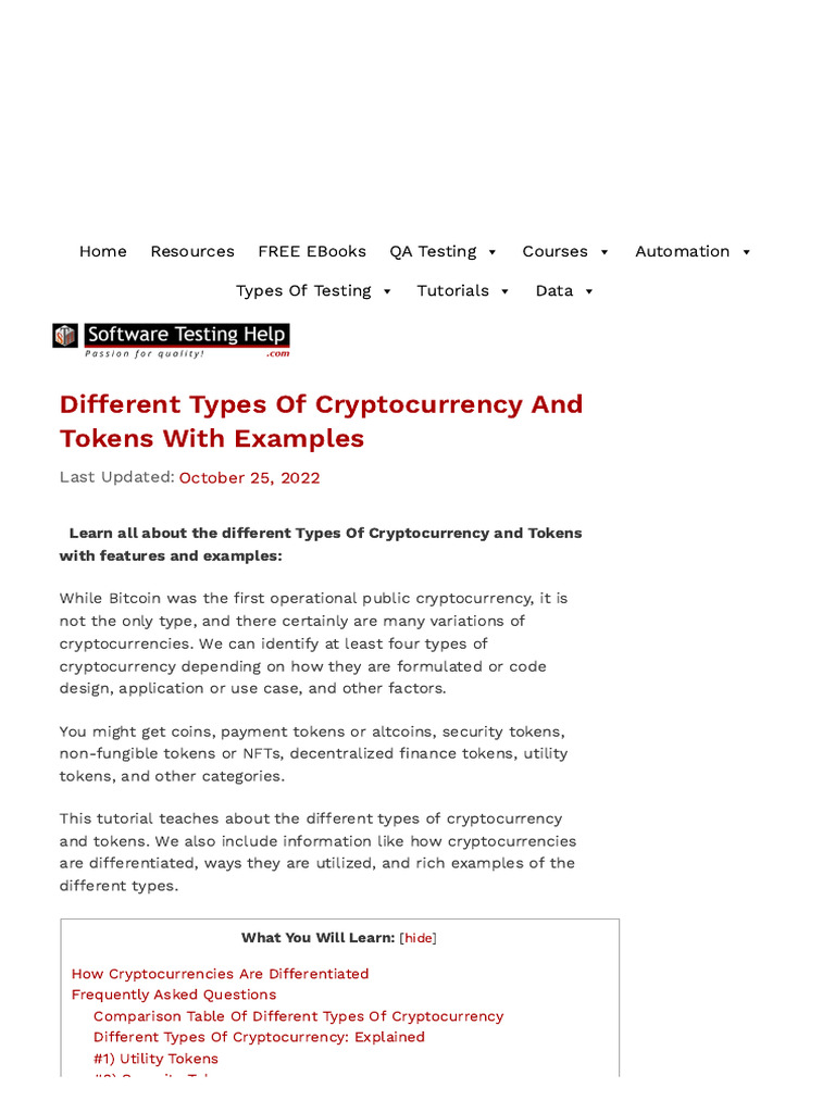 Types of Cryptocurrency Explained | PDF | Cryptocurrency | Securities ...