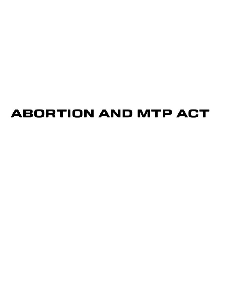 Abortion and MTP Act | PDF