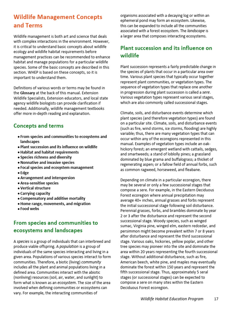 Wildlife Management Concepts Explained | PDF | Introduced Species | Savanna