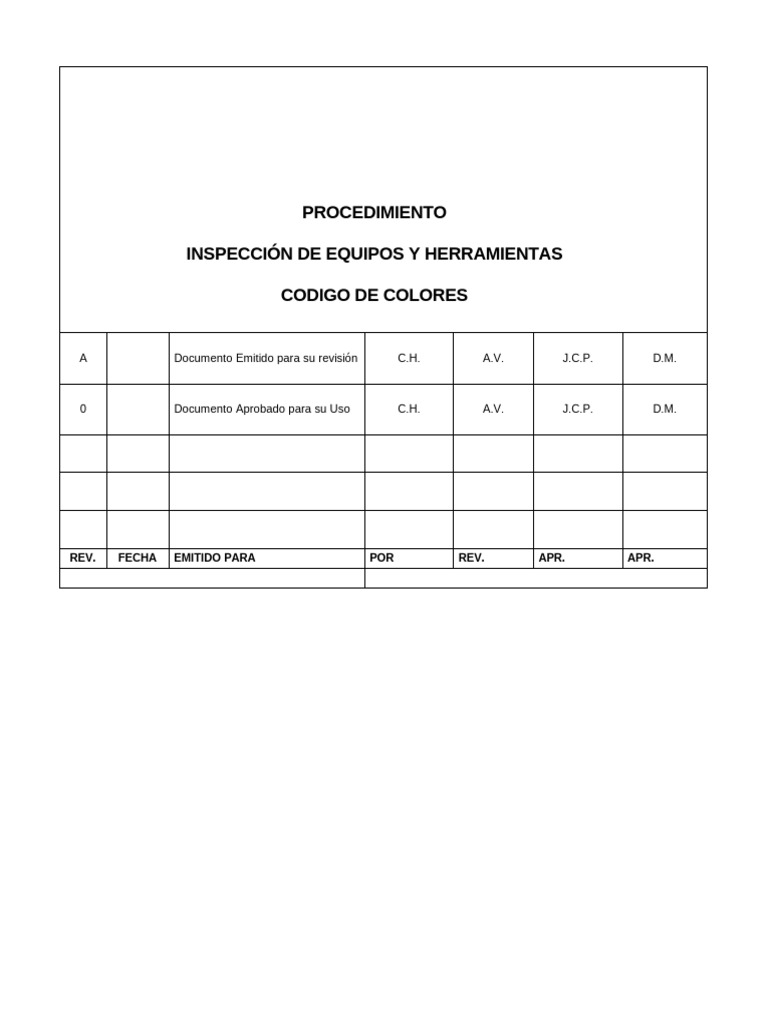 Procedimiento Inspección de Equipos y Herramientas Codigo de Colores | PDF | Business
