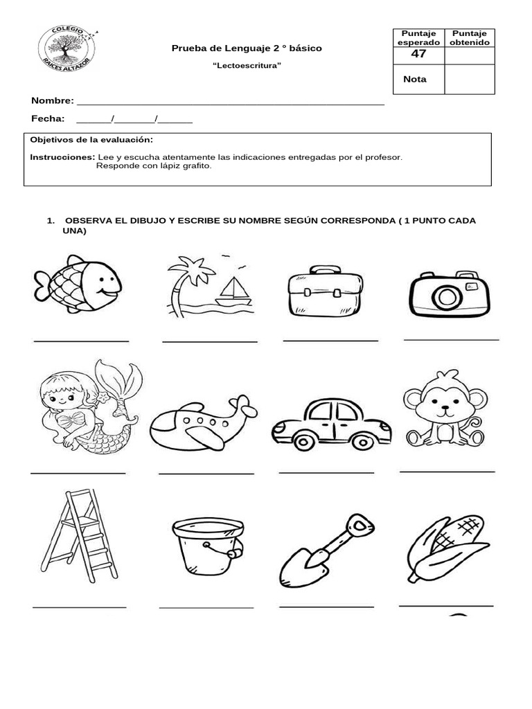Prueba de Lectoescritura 2 Basico | PDF