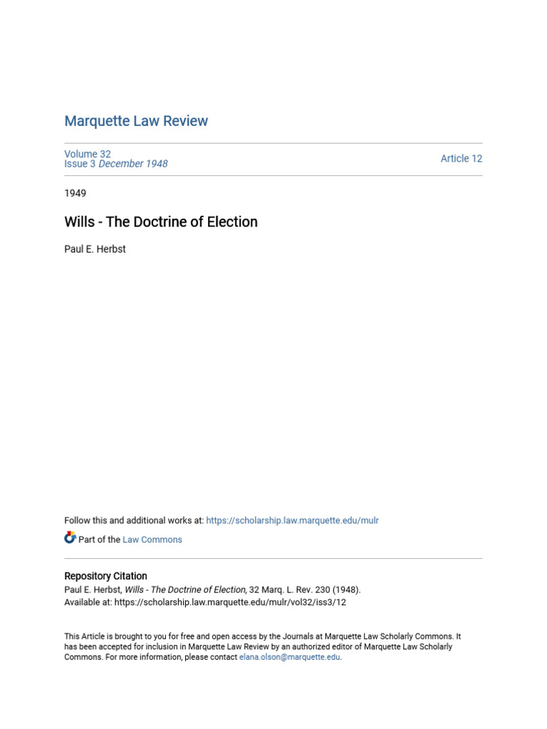 Wills and the Doctrine of Election | PDF | Will And Testament ...