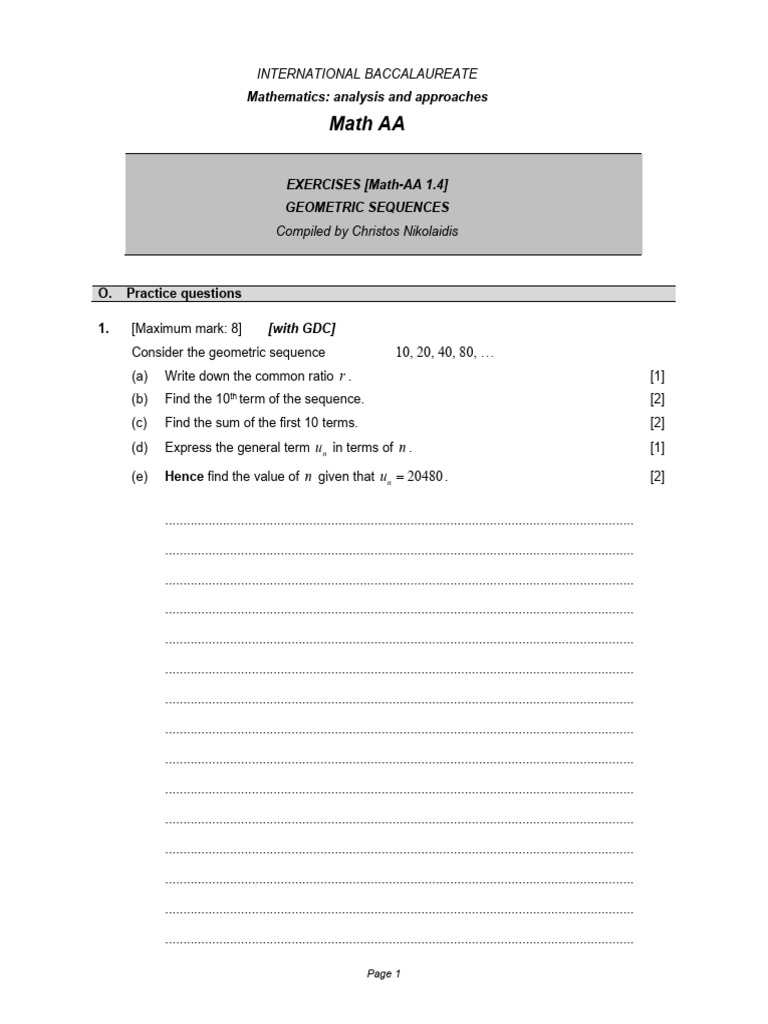 (Math-AA 1.4) GEOMETRIC SEQUENCES | PDF | Sequence | Elementary Mathematics