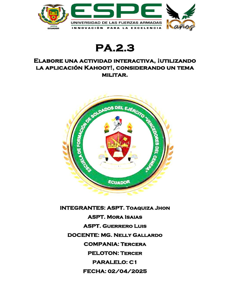 PA2.3 Toaquiza Kahoot | PDF