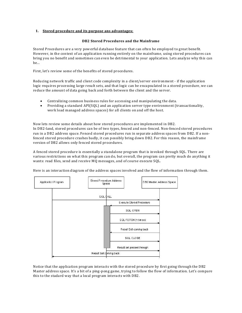 Stored Procedure and Its Purpose Ans Advantages | PDF | Sql | Ibm Db2