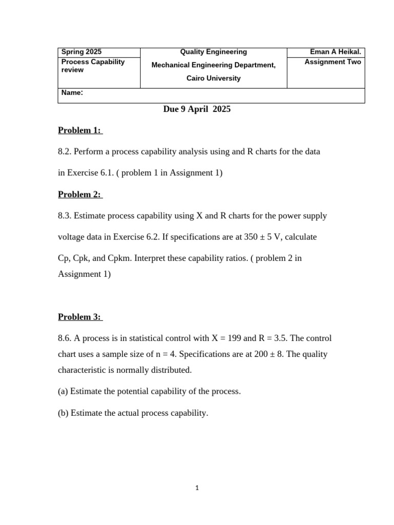 Process Capability, PT Problems | PDF