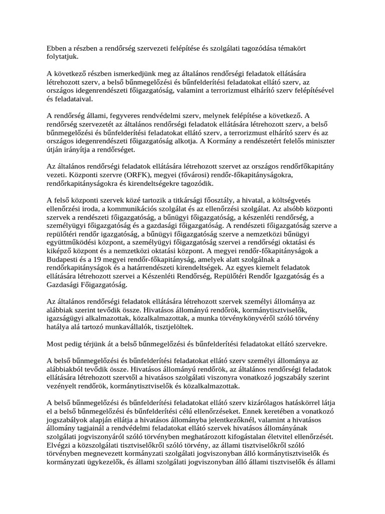3.4 A Rendorseg Szervezeti Felepitese Es Szolgalati Tagozodasa IV. | PDF
