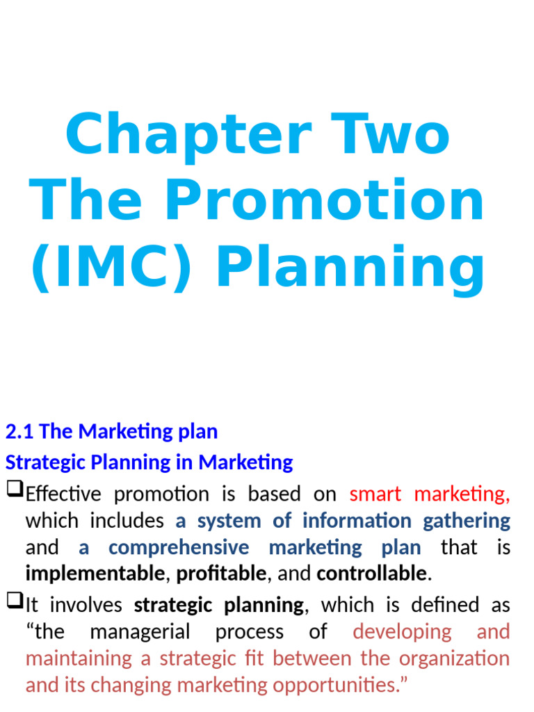 Chapter Two The Promotion Planning | PDF | Marketing | Target Audience
