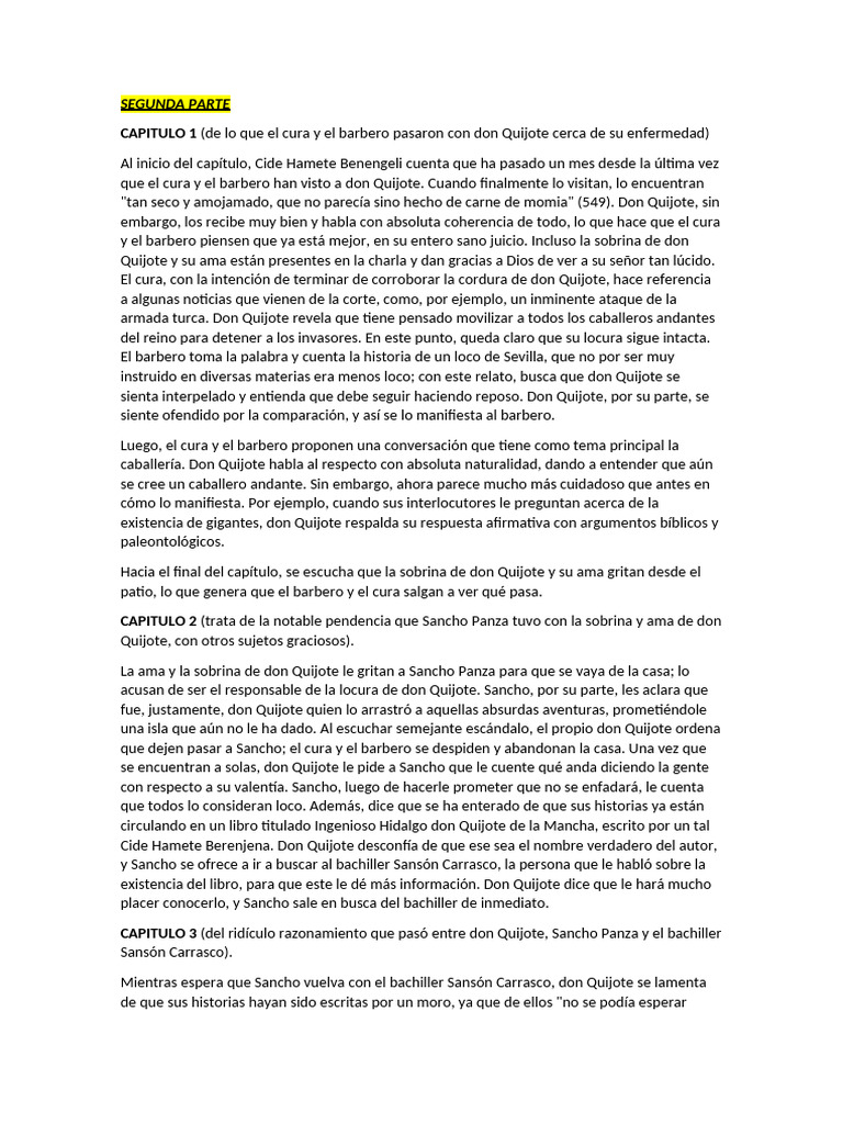 Don Quijote Resumen | PDF | Don Quijote | Caballero